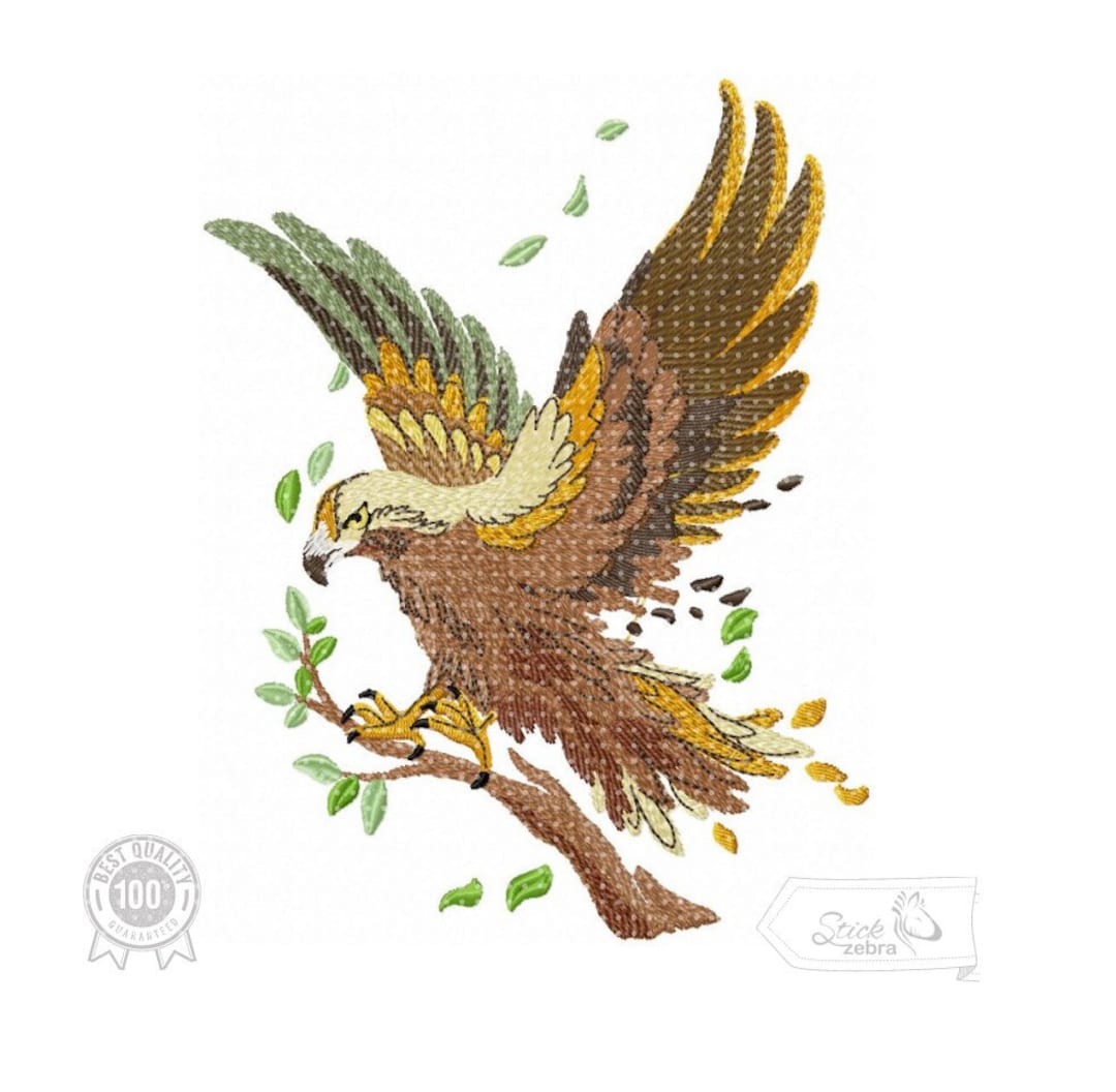 Eagle Embroidery Design, Eagle on Branch Motif, Pattern for Machine ...