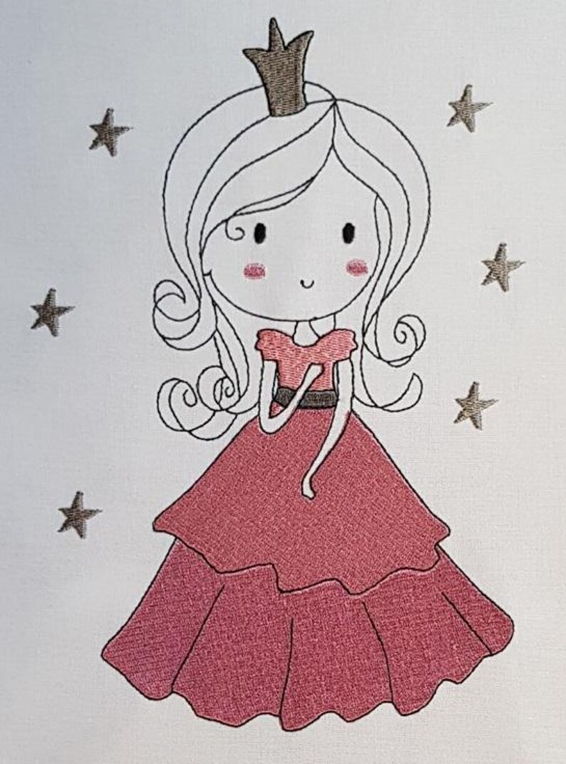 Cut Girl Princess Embroidery Design, Doodle Application Girl Pattern ...