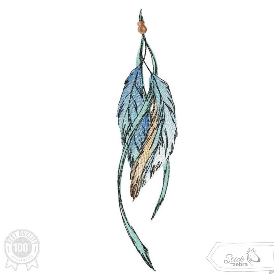 Feather Embroidery Design, Boho Indianer Motif, Pattern for Machine ...