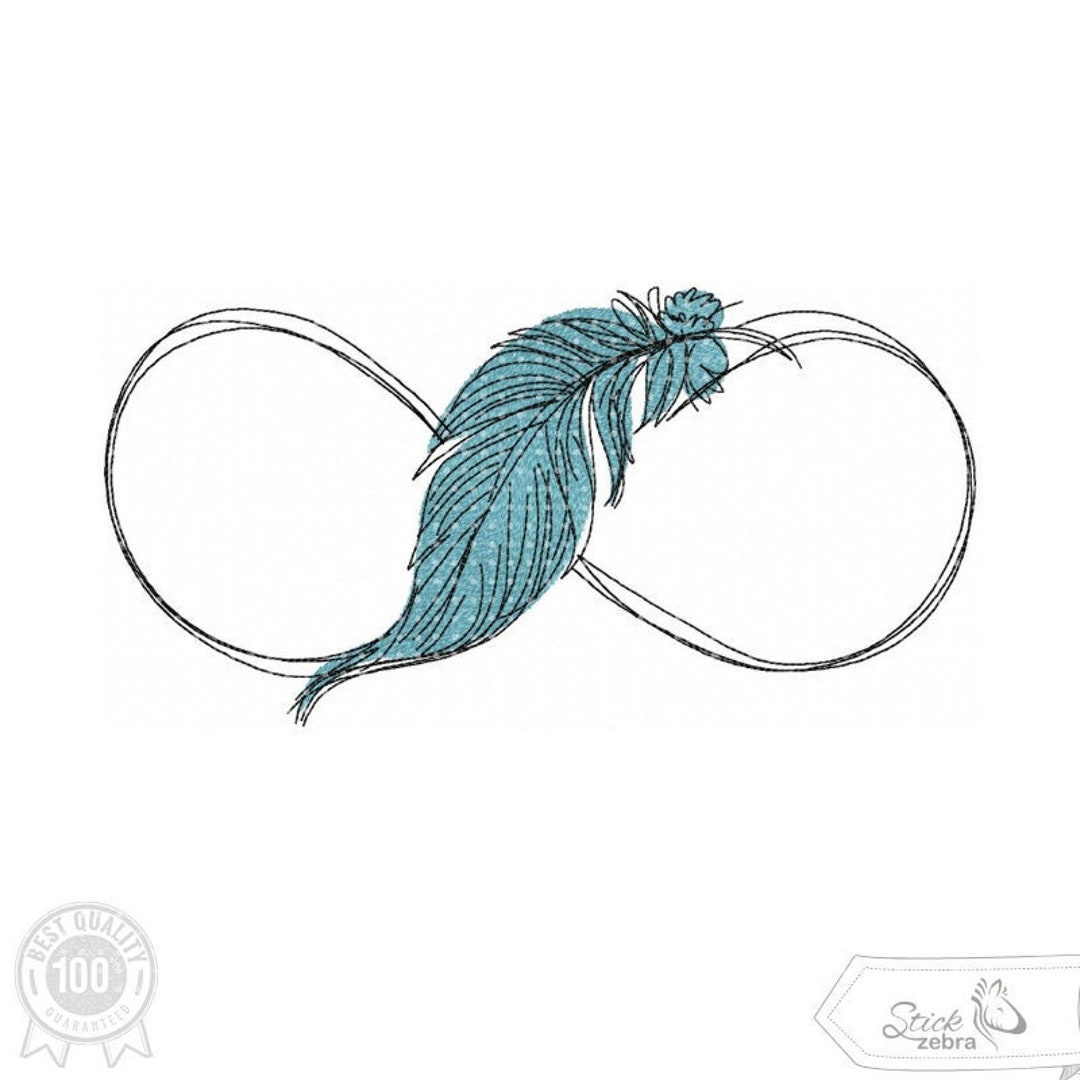 Feather Infinity Symbol Embroidery Design, Doodle Style Motifs ...