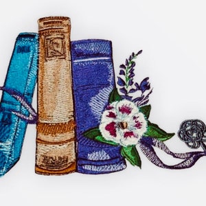 Books Embroidery Design, Books and Flowers Motif, Pattern for Machine ...