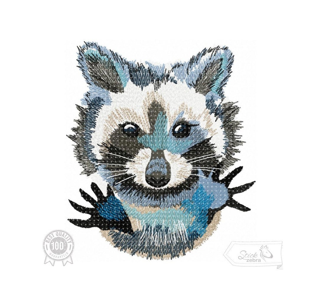 Racoon Embroidery Design, Cute Raccon Motif, Pattern for Machine ...