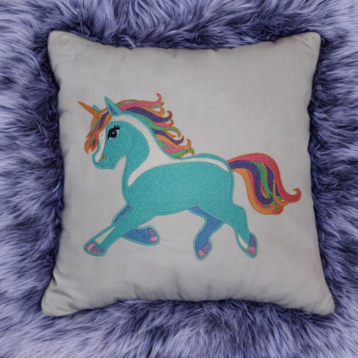 Unicorn Embroidery Design, Rainbow and Unicorn Motif, Pattern for ...
