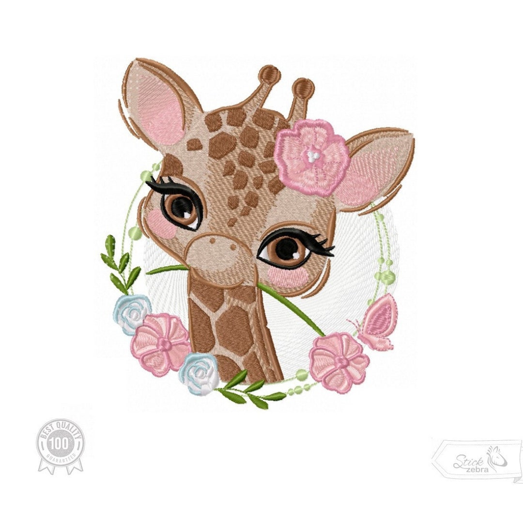Giraffe Embroidery Design, Safari Kids Animal Motif, Pattern for ...