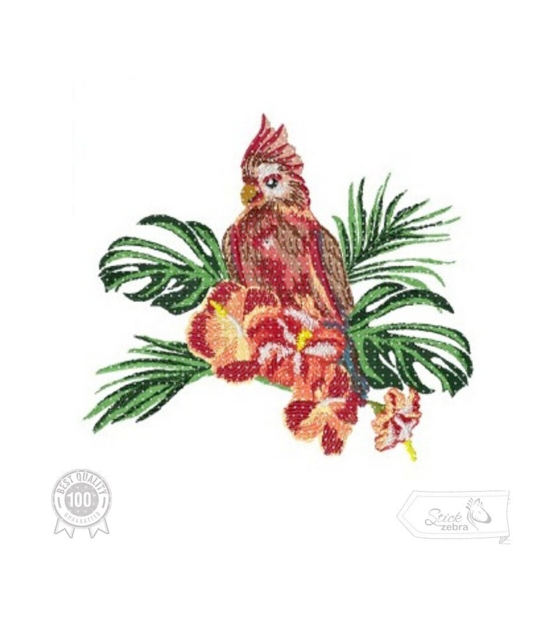 Cockatoo Embroidery Design, Cockatoo and Flowers Motif, Pattern for ...