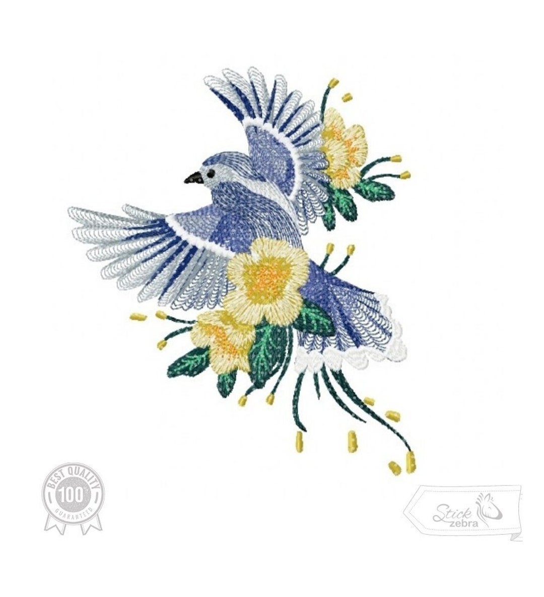Bird Embroidery Design, Bird and Flower Motif, Pattern for Machine ...