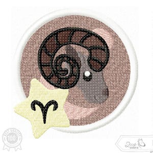 Zodiac Sign Embroidery Design, Aries Motive Comic Stil, Patterns for ...