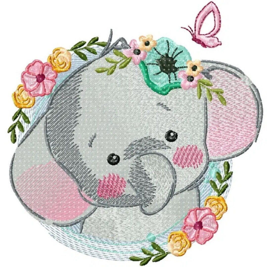 Baby Elephant Embroidery Design, Baby and Elephant Motif, Pattern for ...
