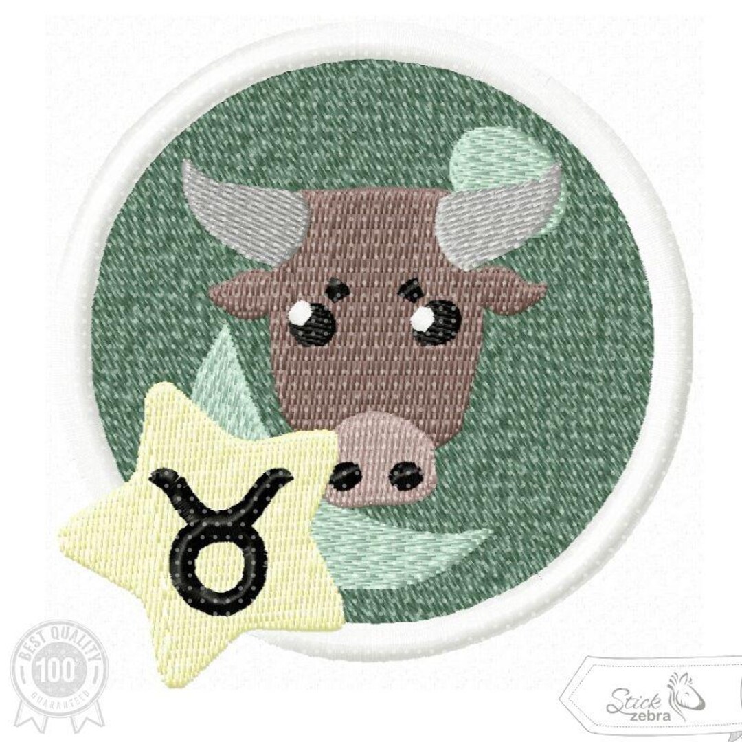 Zodiac Sign Embroidery Design, Taurus Motive Comic Stil, Patterns for ...