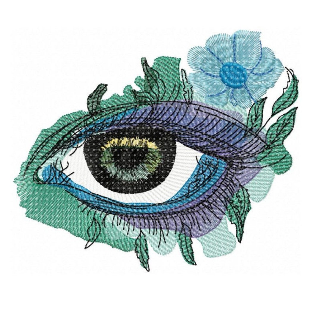 Eye Embroidery Design, Eye With Flowers Motif, Pattern for Machine ...