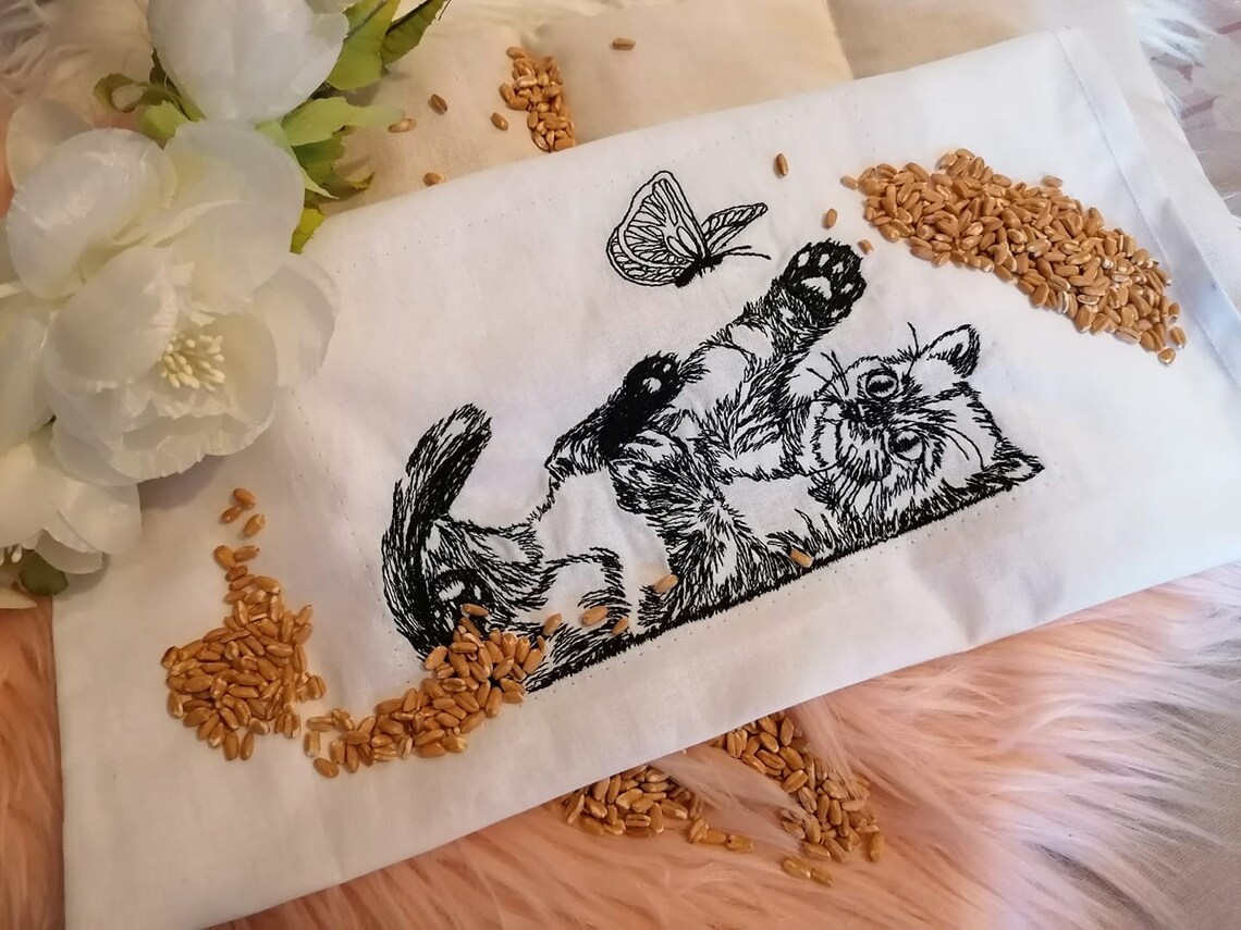Cat Embroidery Design, Cat and Flowers Motif, Pattern for Machine ...