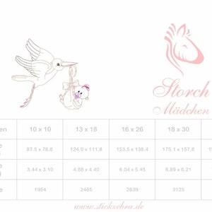Stork Embroidery Design, Stork With Baby Motif, Pattern for Machine ...