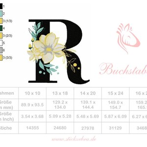 Letter R Embroidery Design, Flowers and Alphabet Motive, Patterns for ...