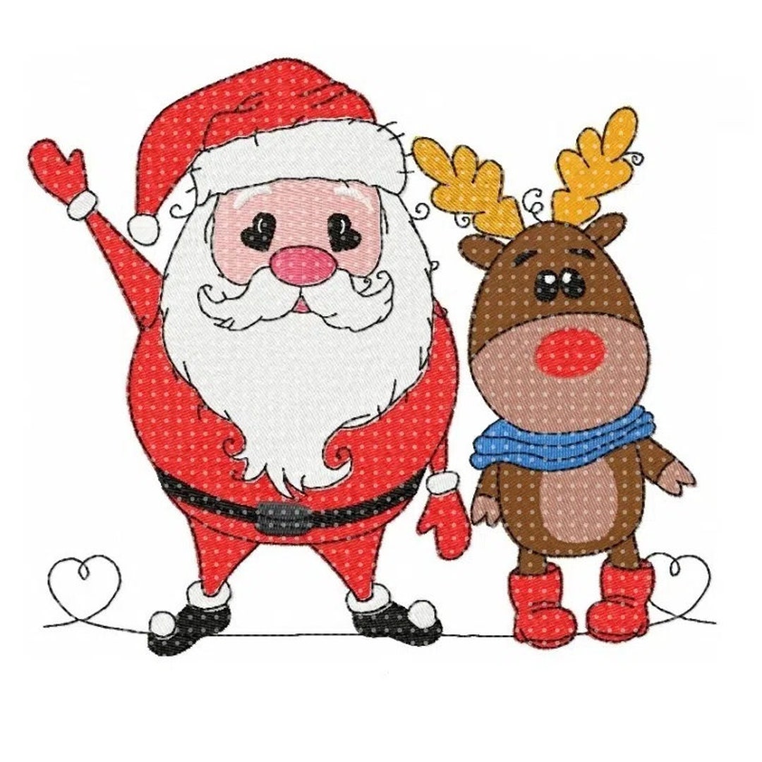 Santa Claus Embroidery Design, Cristmans Reindeer Motif, Pattern for ...