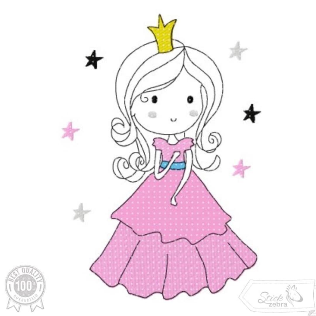 Cut Girl Princess Embroidery Design, Doodle Application Girl Pattern ...