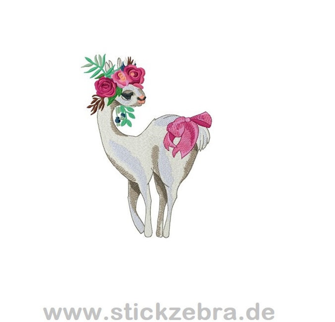 Lama Embroidery Design Lama and Flowers Motif Pattern for - Etsy
