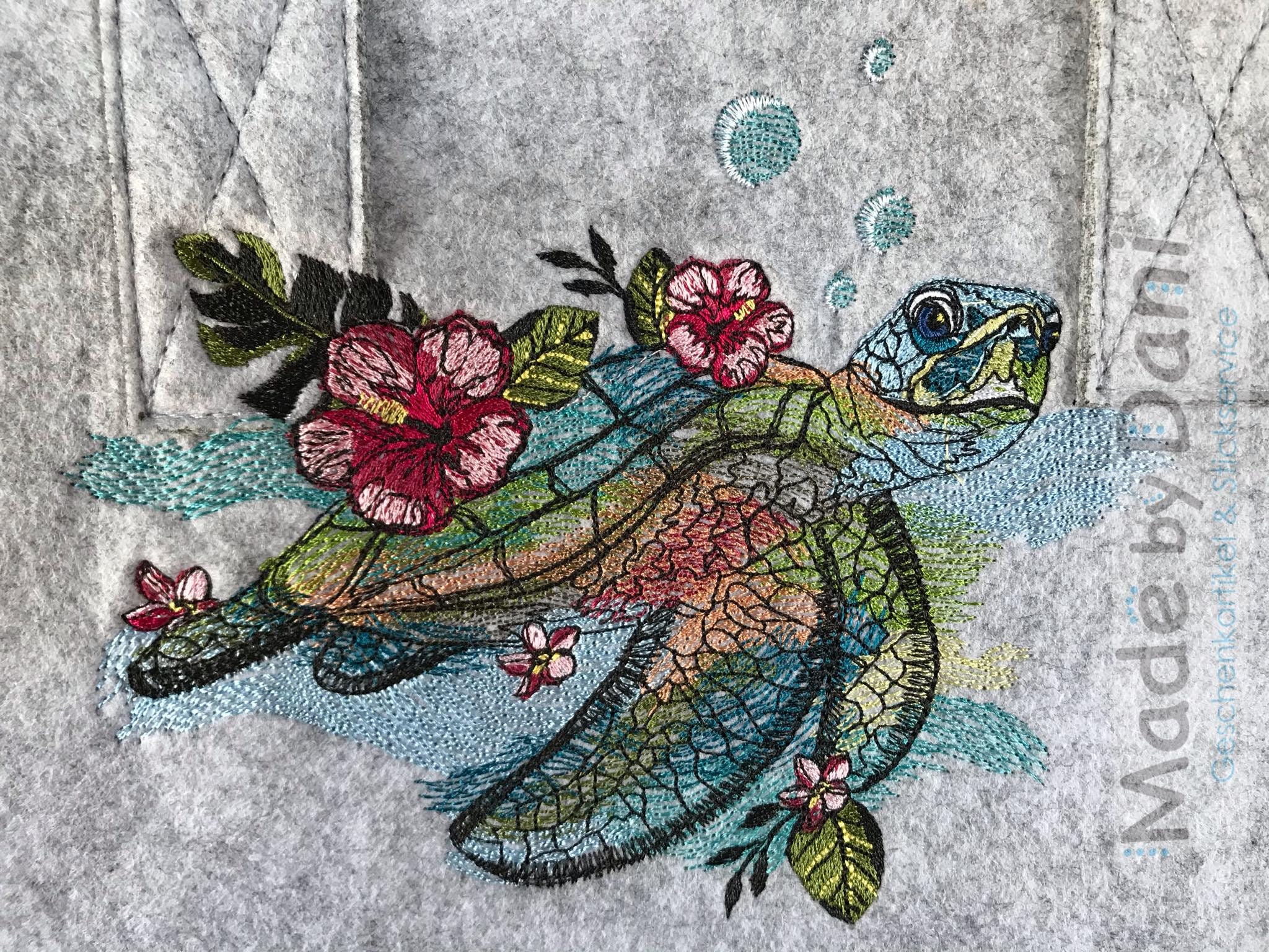 Sea Turtle Embroidery Design Tortoise and Flowers Motive - Etsy UK