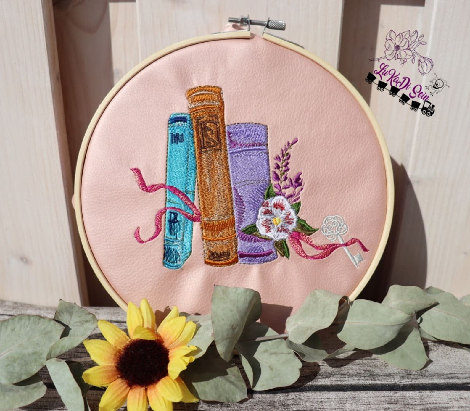 Books Embroidery Design, Books and Flowers Motif, Pattern for Machine ...