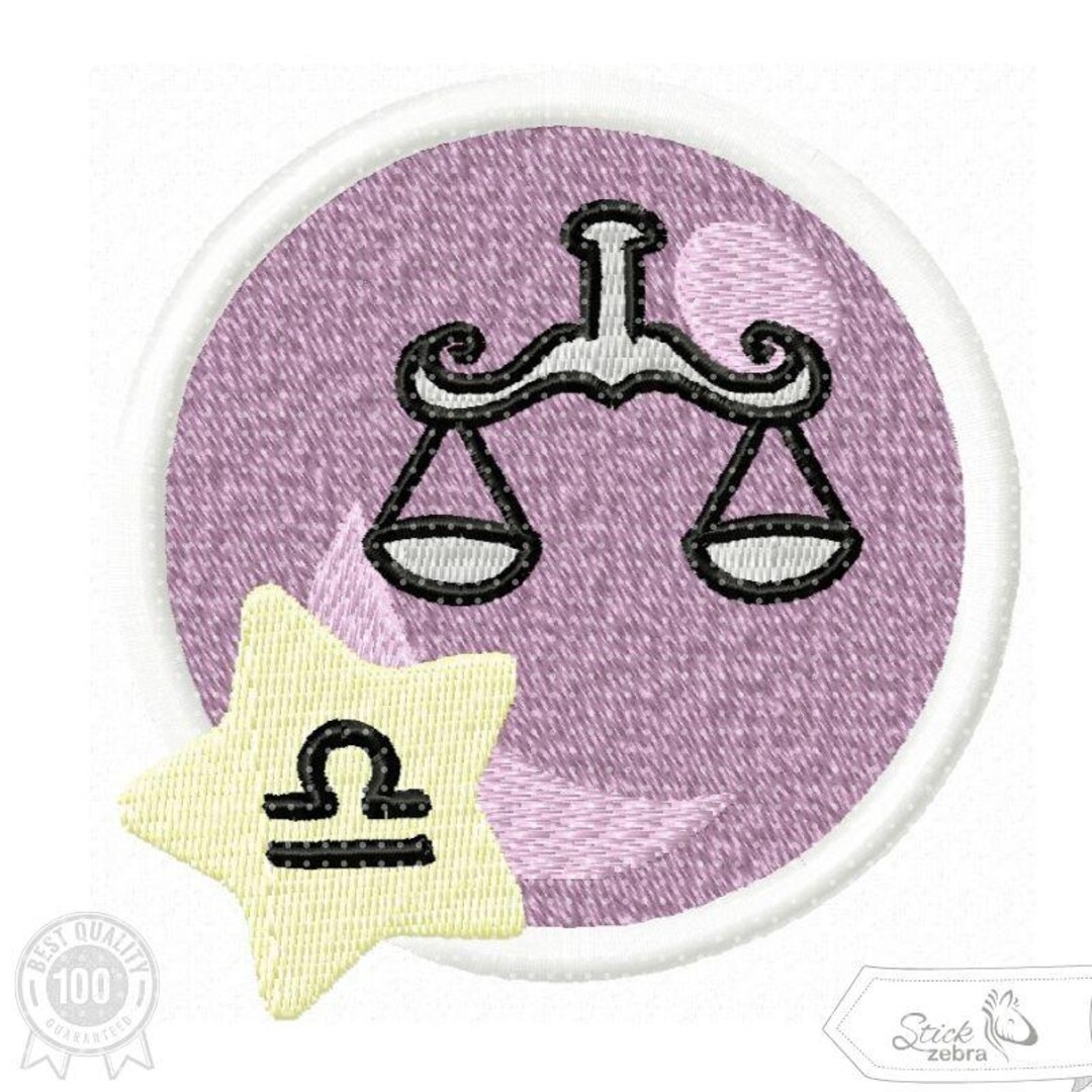 Zodiac Sign Embroidery Design, Libra Motive Comic Stil, Patterns for ...