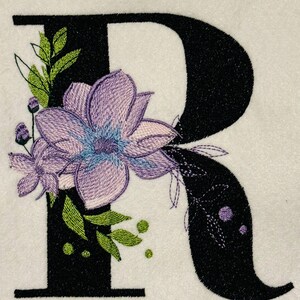 Letter R Embroidery Design, Flowers and Alphabet Motive, Patterns for ...