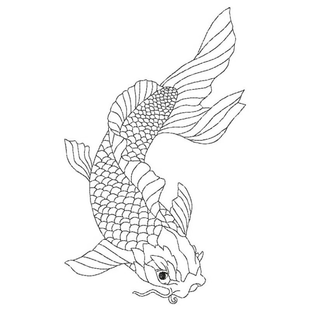 Fish Embroidery Design, Fish and Koi Motif, Pattern for Machine ...