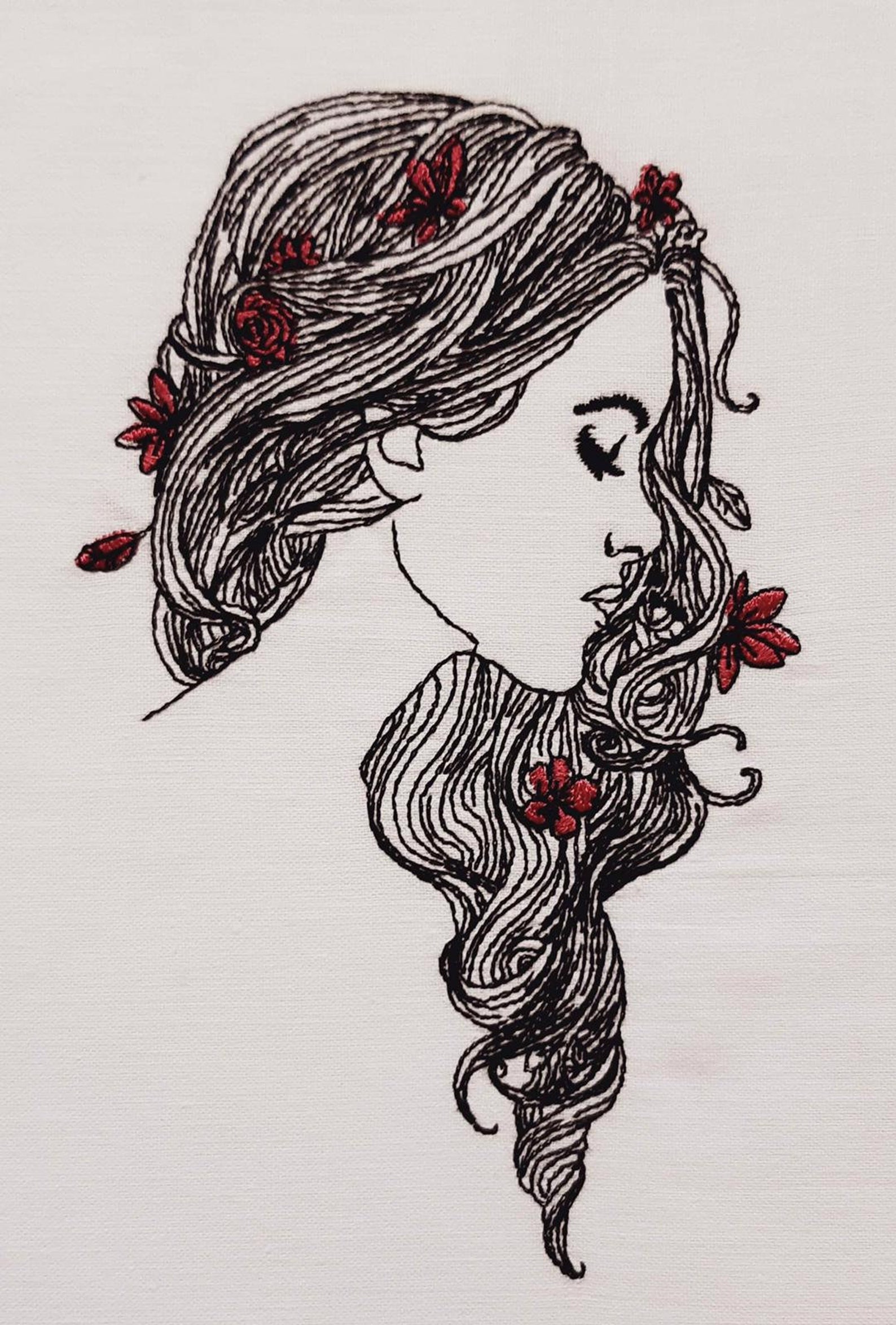 Women Embroidery Design Girl and Flowers Motive Goddess - Etsy