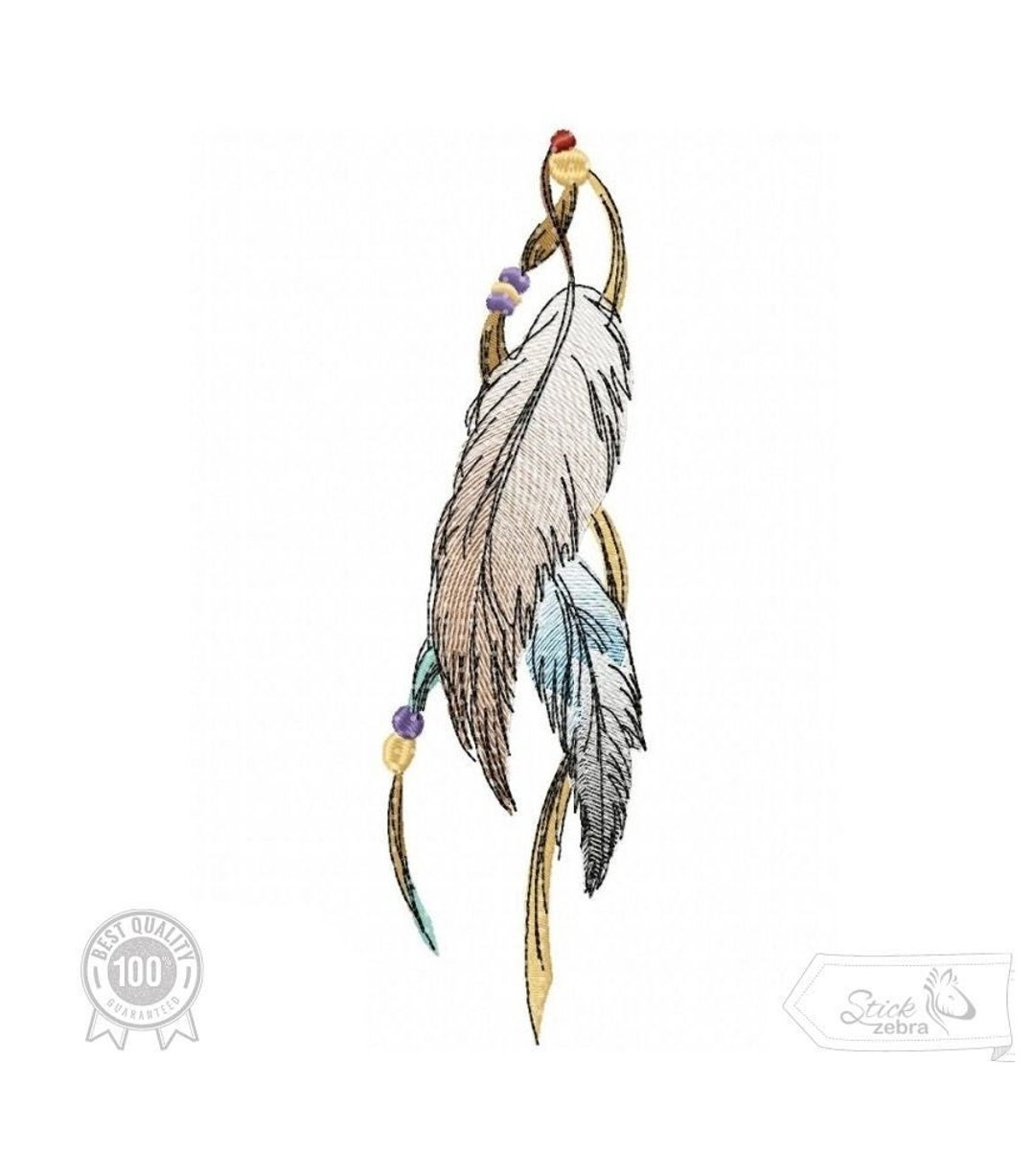 Feather Embroidery Design, Boho Indian Motif, Pattern for Machine ...