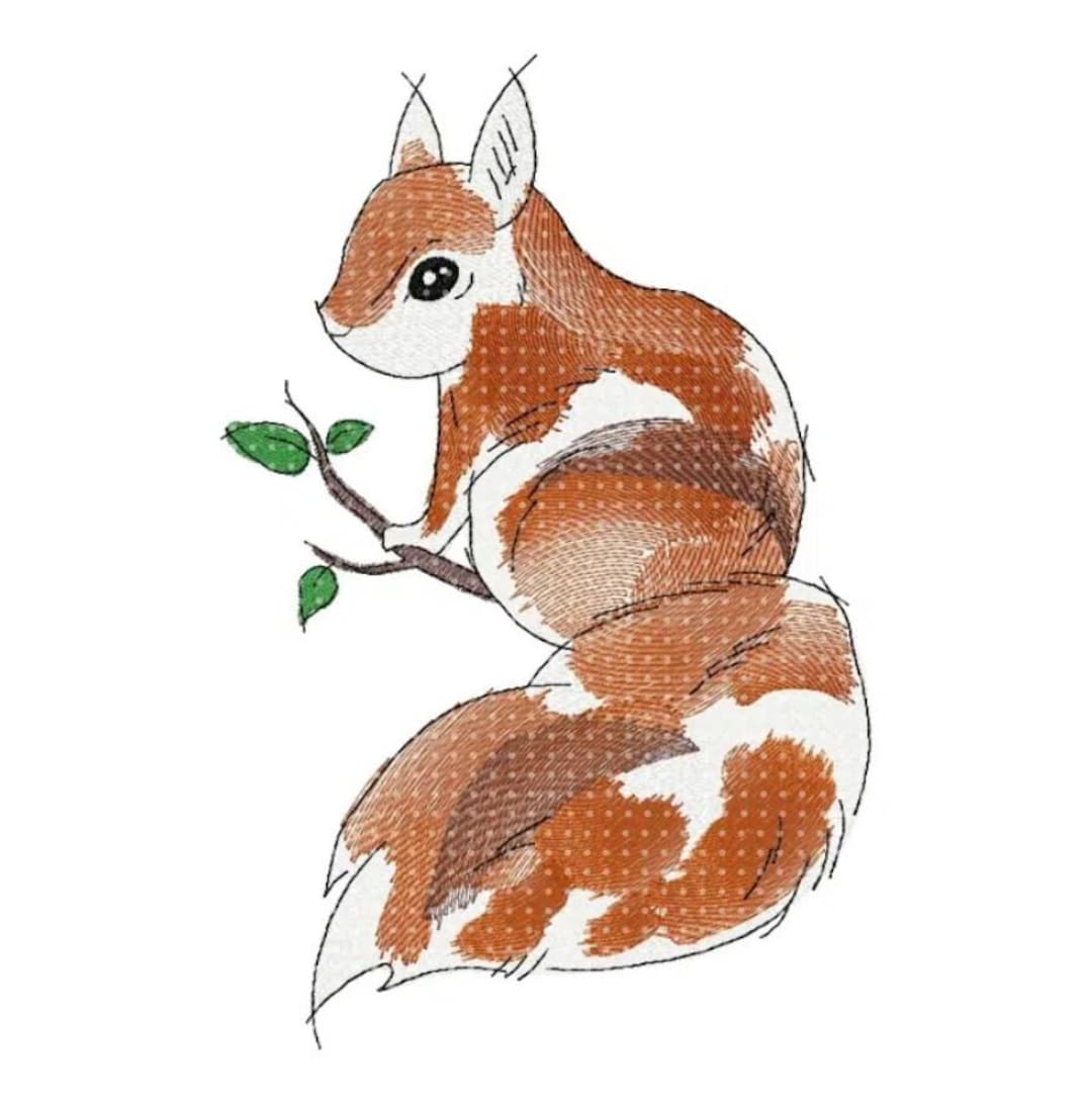 Squirrel Design, Squirrel and Branch Motif, Pattern for Machine ...