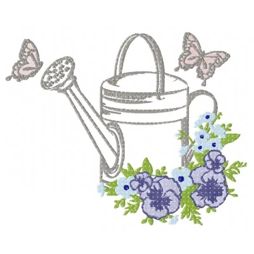 Watering Can Embroidery Design, Watering Can Motif, Pattern for Machine ...