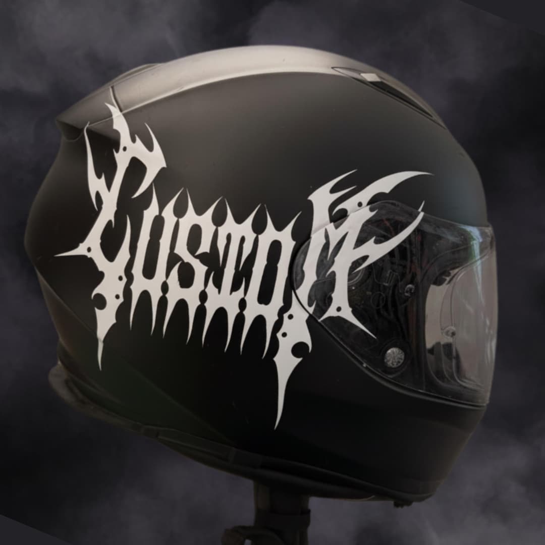 Custom Death Metal Helmet Decal, Personalised Name Sticker, Gothic ...
