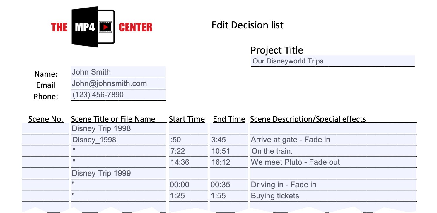 An Easy Way to Edit Your Videos Using My Edit Decision List. - Etsy