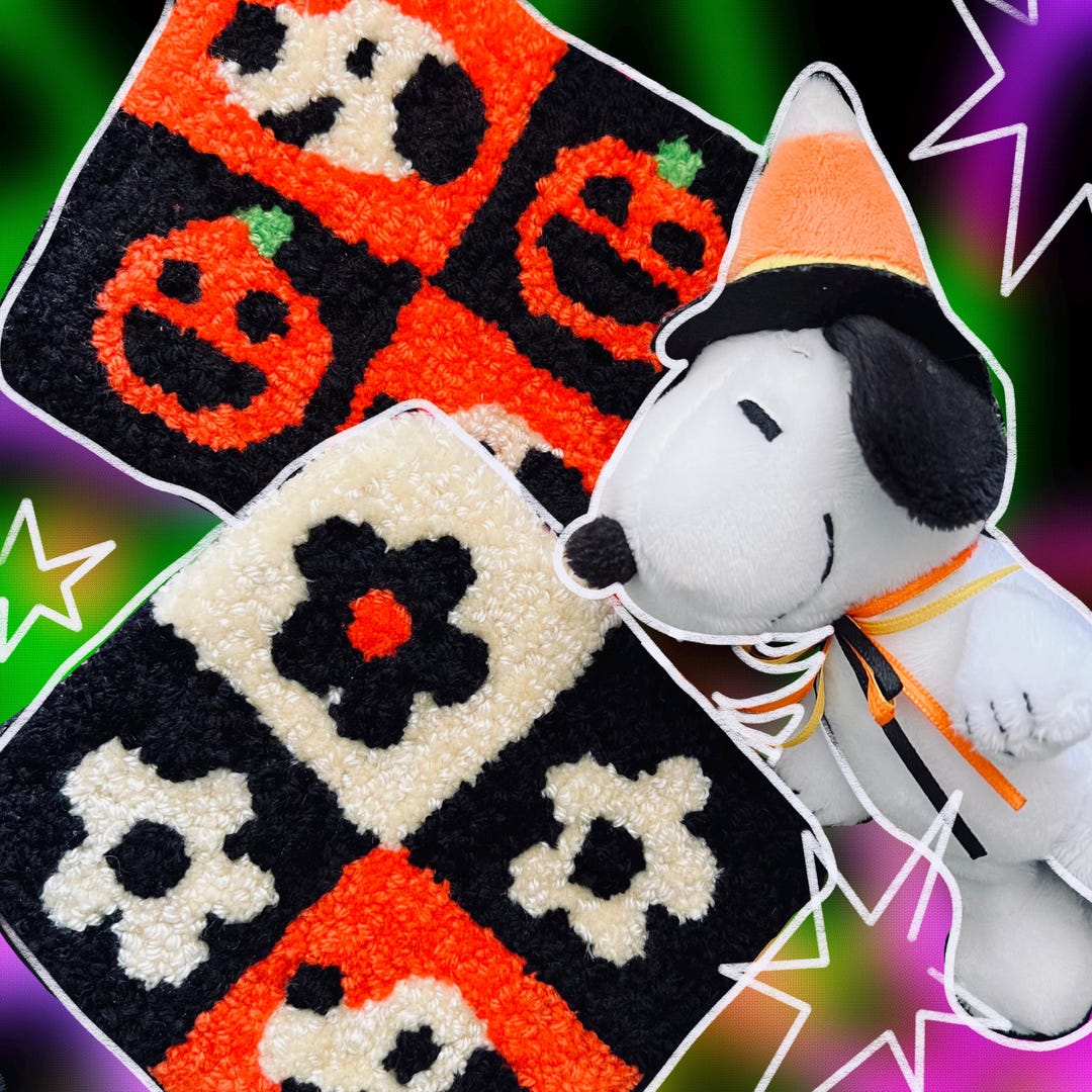 SNOOPY. Jumbo Rug Coaster, Peanuts, Rug Making, Punch Needle, Fiber Art ...