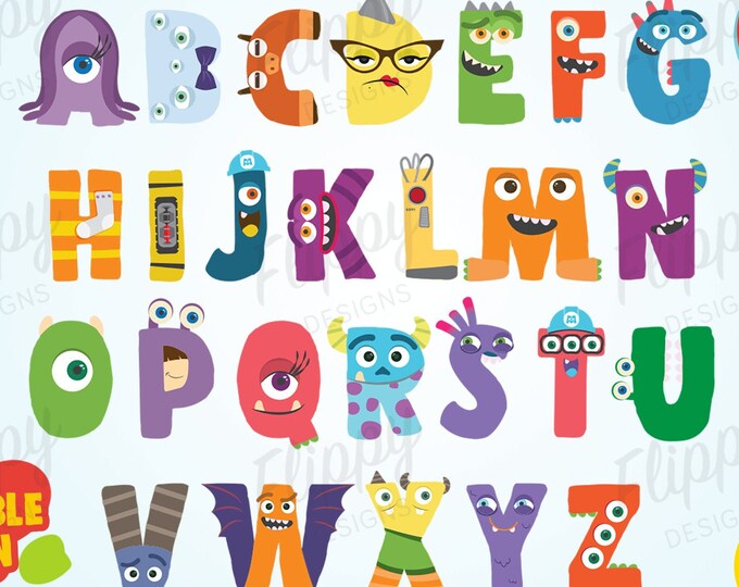 Monsters Themed Alphabet Letters/ Instant Download/ Printable Design ...