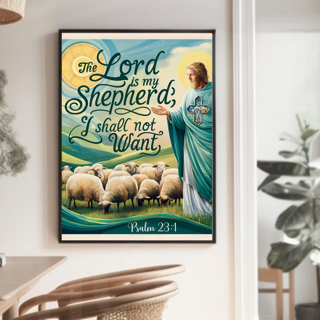 The Lord is My Shepherd Christian Wall Art Scripture Poster Bible Art ...