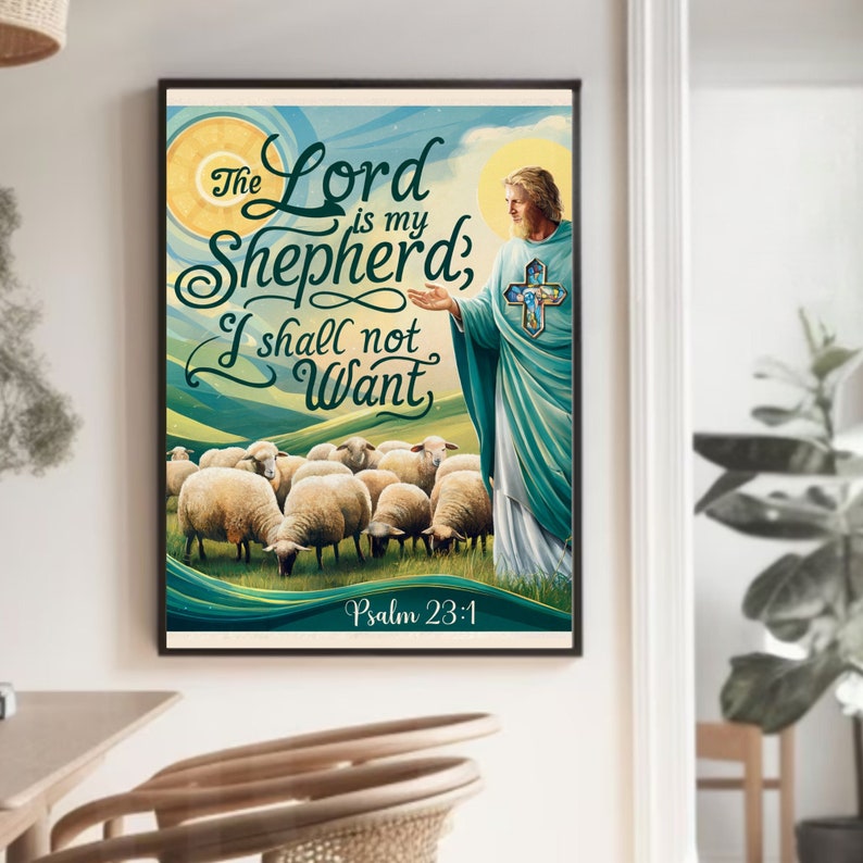 The Lord is My Shepherd Christian Wall Art Scripture Poster Bible Art ...