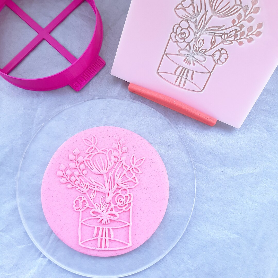 Bouquet Cutter Set Custom Raised Fondant Embosser for Cookies, Floral ...