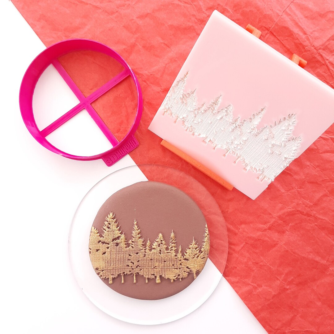 Pine Tree Cookie Cutter, Raised Fondant Acrylic Embosser for Cookie ...