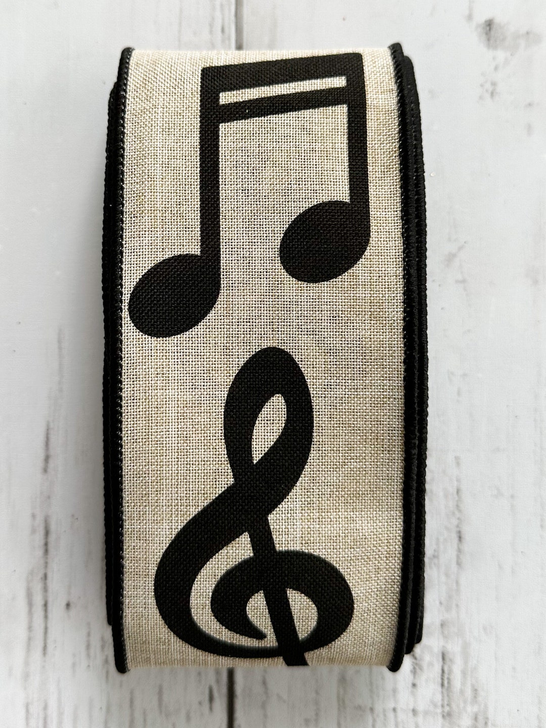 Bold Music Note Ribbon: Light Natural & Black 5 Yards-2.5 Wide Wire ...
