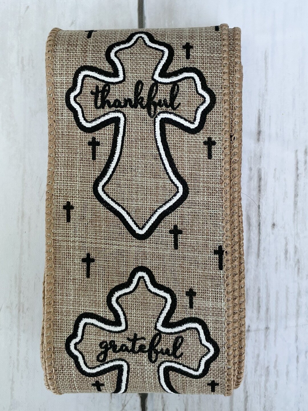 Grateful Thankful Blessed Cross Christian Religious 5 Yards-2.5" Wide ...