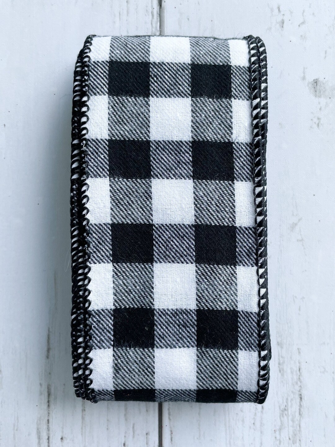 Thick Texture Buffalo Plaid 5 Yards-2.5" Wide Wire Edge Ribbon Black ...