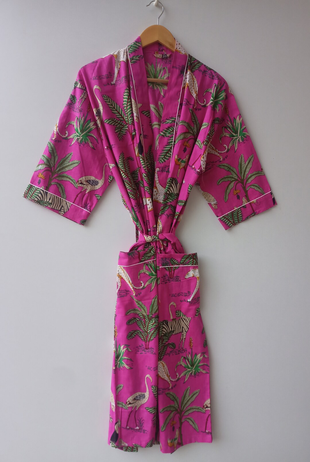 Jungle Safari Cotton Bath Robes, Indian Soft Kimono Dressing Gown ...