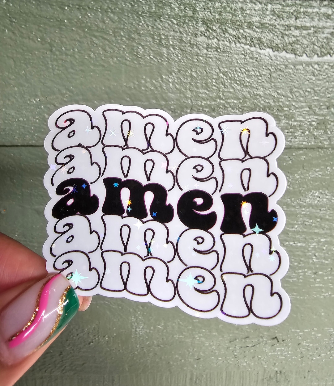 Amen Sticker / GLITTER Sticker / Gift for Christian Women / Religious ...