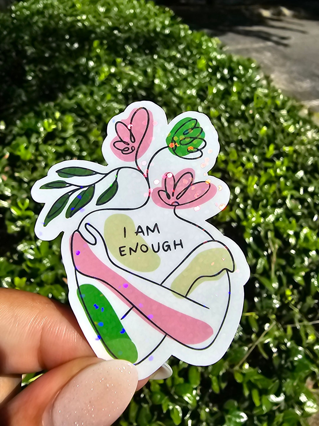 I Am Enough / Glitter Sticker / Gift for Women / Body Positive Stickers ...