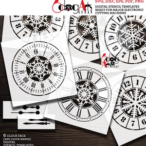 6 Snowflake Clock Face Digital Stencil Templates SVG DXF | Etsy