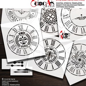 6 Clock Face Digital Stencil Templates SVG DXF Vector Files - Etsy