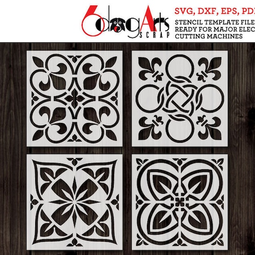 4 Mexican Talavera Tile Digital Stencil Templates SVG DXF Cut - Etsy ...