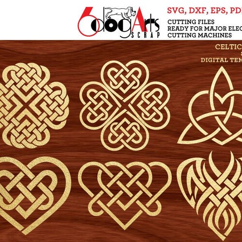 6 Celtic Knot Heart Stencil Digital Templates SVG DXF Cut - Etsy