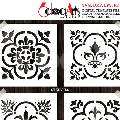 4 Mexican Talavera Tile Digital Stencil Templates SVG DXF Cut - Etsy