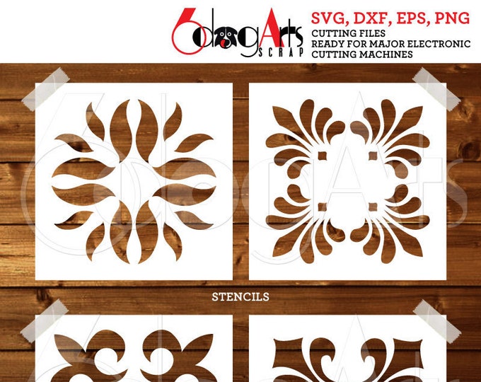 4 Tile Digital Stencil Template Designs SVG DXF Cut Files Diy - Etsy