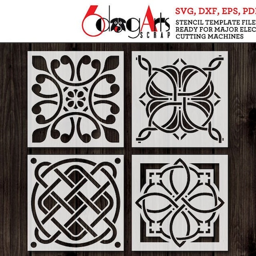 4 Mexican Talavera Tile Digital Stencil Templates SVG DXF Cut - Etsy